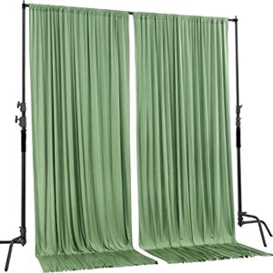 AK TRADING CO. 10 feet x 10 feet Sage Polyester Backdrop Drapes Curtains Panels with Rod Pockets - Wedding Ceremony Party Home Window Decorations