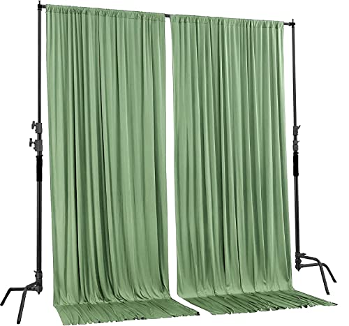 AK TRADING CO. 10 feet x 10 feet Sage Polyester Backdrop Drapes Curtains Panels with Rod Pockets - Wedding Ceremony Party Home Window Decorations