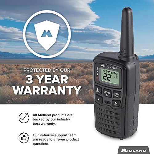 Midland - T10 X-TALKER, 22 Channel FRS Walkie Talkies - Extended Range Two Way Radios, 38 Privacy Codes & NOAA Weather Alert (Pair Pack) (Black)