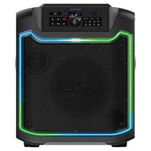 ion ipa125c pathfinder 280° 8-in. 120-watt all-weather bluetooth rechargeable speaker with fm radio and led lighting