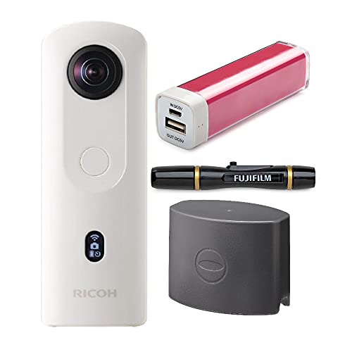 Ricoh Theta SC2 360-Degree 4K Spherical VR Camera (White) Bundle with Power Bank, TL-1 Lens Cap and Lens Pen (4 Items)