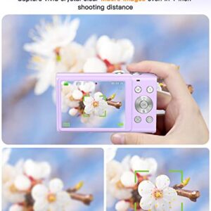 Digital Camera, Zostuic 2.7K Autofocus 48MP Kids Camera with 32 GB Card 16X Zoom Compact Portable Mini Toy Cameras Christmas Birthday Festival Gift for Kid Children Teens Girls Boys(Purple)