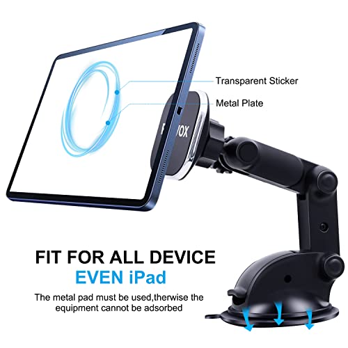 Panvox Magnetic Phone Car Mount, Universal Dashboard Windshield Car Phone Mount Holder with Upgraded 3.2" Suction Cup,8 Strong Magnets Compatible with iPhone 11 Pro X XS Max XR Galaxy Note10 S10