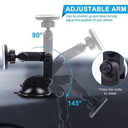 Panvox Magnetic Phone Car Mount, Universal Dashboard Windshield Car Phone Mount Holder with Upgraded 3.2" Suction Cup,8 Strong Magnets Compatible with iPhone 11 Pro X XS Max XR Galaxy Note10 S10