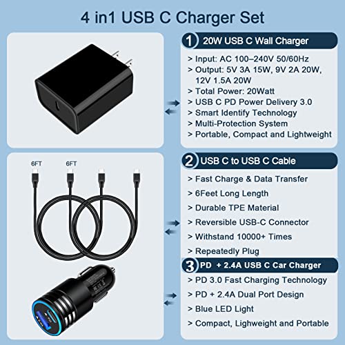 Type C Super Fast Charger Block Box Car Charger+6ft Android Charger USB C to C Cable Fast Charging for Samsung Galaxy S23/S23+/S23 Ultra/A53 5G/S22 Ultra/A13/A03S/A14/S21 FE/S20/A02S/A12/A32/Z Flip 3