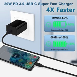 Type C Super Fast Charger Block Box Car Charger+6ft Android Charger USB C to C Cable Fast Charging for Samsung Galaxy S23/S23+/S23 Ultra/A53 5G/S22 Ultra/A13/A03S/A14/S21 FE/S20/A02S/A12/A32/Z Flip 3