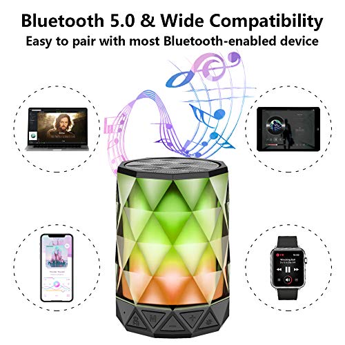 LFS LED Portable Bluetooth Speakers with Lights, Night Light Waterproof,Speakers Color Change Bluetooth Speaker,Mic TF Card TWS Support for iPhone Samsung Gaming Christmas (Multi)