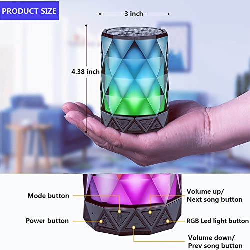 LFS LED Portable Bluetooth Speakers with Lights, Night Light Waterproof,Speakers Color Change Bluetooth Speaker,Mic TF Card TWS Support for iPhone Samsung Gaming Christmas (Multi)