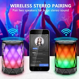 LFS LED Portable Bluetooth Speakers with Lights, Night Light Waterproof,Speakers Color Change Bluetooth Speaker,Mic TF Card TWS Support for iPhone Samsung Gaming Christmas (Multi)