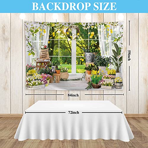 Allenjoy 84" x 59" Spring Window Scenery Backdrop for Photography Nature Forest Landscape Sunshine Easter Garden Photo Background Newborn Baby Photoshoot Props