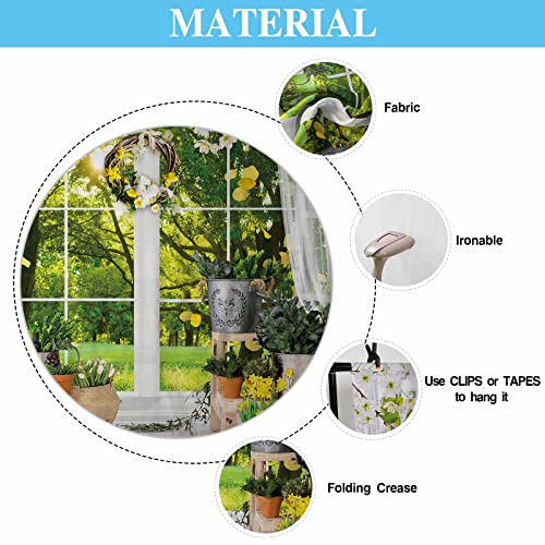 Allenjoy 84" x 59" Spring Window Scenery Backdrop for Photography Nature Forest Landscape Sunshine Easter Garden Photo Background Newborn Baby Photoshoot Props