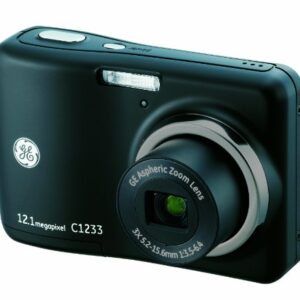 GE C1233 12MP Digital Camera with 3X Optical Zoom and 2.4 Inch LCD with Auto Brightness (Black)