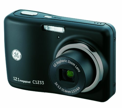 GE C1233 12MP Digital Camera with 3X Optical Zoom and 2.4 Inch LCD with Auto Brightness (Black)