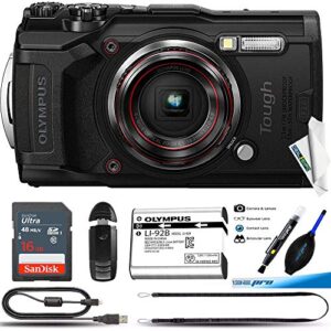 olympus tough tg-6 waterproof camera, black -16gb basic bundle