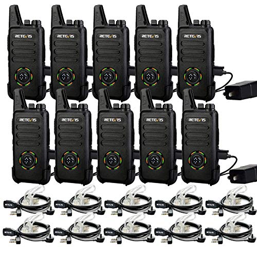 Retevis RT22S 2 Way Radios Walkie Talkies Long Range,Two Way Radios Rechargeable with Earpiece and Mic,Channel Display,Hands Free,for Healthcare Church School Retail Restaurant Automotive(10 Pack)