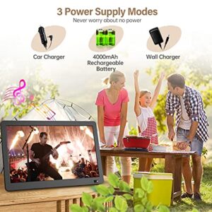 14 inch Portable TV with Antenna, DESOBRY Portable Small TV with ATSC Tuner, Rechargeable Battery Operated Mini TV LCD Monitor 1080P,Built-in TV Stand,HDMI Input,USB,AV In,Supports Camping,Kitchen,Car