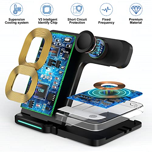 𝟮𝟬𝟮𝟯 𝗡𝗲𝘄 Wireless Charger 3 in 1,Wireless Charging Station, Fast Charger Stand for Multiple Devices Apple iPhone 14/13/12/11/Pro/Max/XS/XR/X/8/Plus, for iWatch 7/6/5/4/3/2/SE, AirPods 3/2/Pro