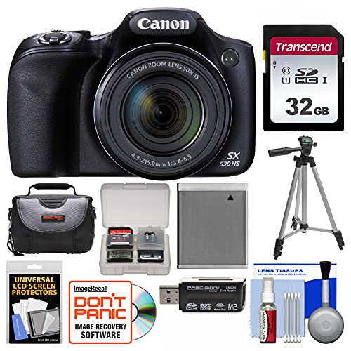 Canon PowerShot SX530 HS Wi-Fi Digital Camera with 32GB Card + Case + Battery + Tripod + Kit (Renewed)