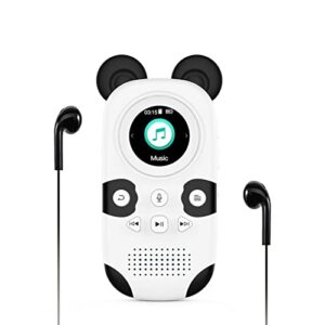 ruizu 16gb mp3 player for kids, cute panda portable music player mp3, child mp3 player with bluetooth 5.0, speaker, fm radio, voice recorder, alarm clock, stopwatch, pedometer, support up to 128gb