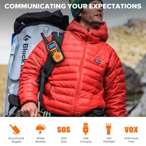 Walkie Talkies for Adults Long Range-Wishouse Rechargeable 2 Way Radios,Hiking Accessories Camping Gear Toys for Kids with Lamp,SOS Siren,NOAA Weather Alert,VOX,Easy to Use(Red Blue Orange 3 Pack)