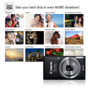 Canon PowerShot ELPH 115 is 16.0 MP Digital Camera with 8X Optical Zoom with a 28mm Wide-Angle Lens and 720p HD Video Recording (Black)