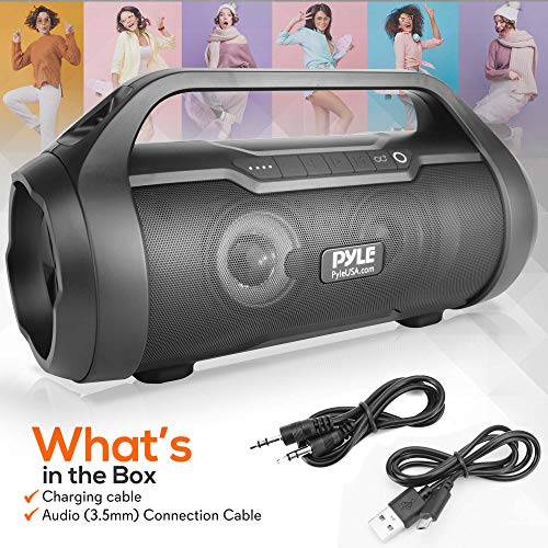 Pyle Wireless Portable Bluetooth Boombox Speaker - 500W 2.0CH Rechargeable Boom Box Speaker Portable Barrel Loud Stereo System with AUX Input/USB/SD/Fm Radio, 3" Subwoofer, Voice Control - PBMWP185