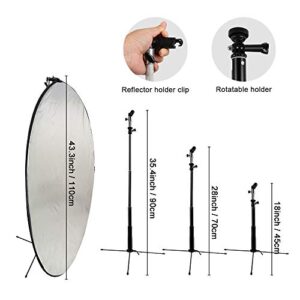 43 Inch/110 Centimeter Light Reflector 5-in-1 Collapsible Photography Reflectors kit with Metal Clamp and Light Stand for Studio Lighting Outdoor Shooting (Silver/Gold/White/Black/Translucent)