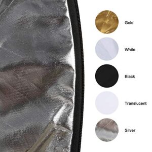 43 Inch/110 Centimeter Light Reflector 5-in-1 Collapsible Photography Reflectors kit with Metal Clamp and Light Stand for Studio Lighting Outdoor Shooting (Silver/Gold/White/Black/Translucent)