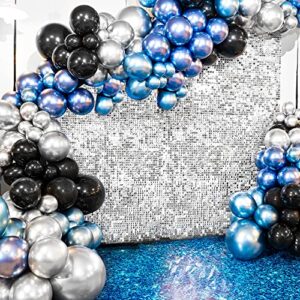 ayfjovs 36 pcs silver shimmer wall backdrop panels, square sequin wall backdrop shimmer photo backdrops for birthday decoration, graduation, wedding, anniversary party supplies