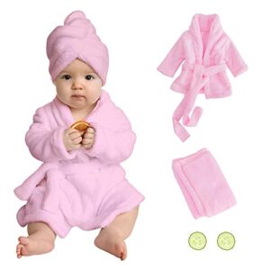 newborn photography prop bathrobe baby photo props bathrobe outfits infant bath robe bath towel sets for boy girl newborn photography outfits spa salon baby photoshoot props 6-13 months(large, pink)