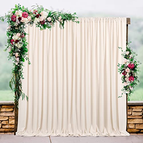 Backdrop Curtains Polyester Backdrop Curtain 2 Packs 5ftx8ft Ivory Backdrop Drapes for Cloth Ceremony Backdrop Fabric