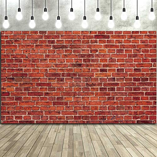 Red Brick Wall Party Backdrop, Large Fabric Red Brick Sign Photo Backdrops Background for Baby Shower Birthday Party Wedding Graduation Home Decoration Photo Booth Prop Banner, 72.8 x 43.3 Inch