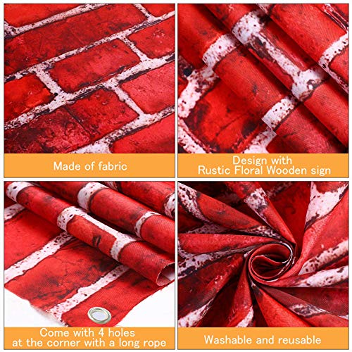 Red Brick Wall Party Backdrop, Large Fabric Red Brick Sign Photo Backdrops Background for Baby Shower Birthday Party Wedding Graduation Home Decoration Photo Booth Prop Banner, 72.8 x 43.3 Inch