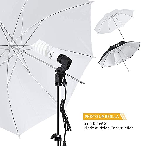 ShowMaven Lighting Kit Photography, 6.5ft x 10ft Background Support System and Umbrellas Continuous Lighting Kit for Photo Studio Product, Portrait and Video Shoot Photography