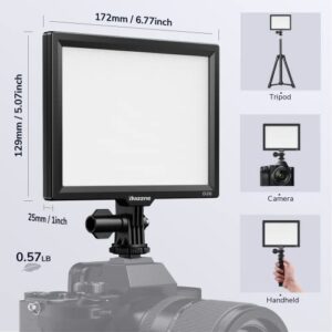 Camera Light, Dazzne D20 Video Light Panel with DC Adapter and Rechargeable Battery via USB-C Directly, Bi-Color 3200K-5600k DSLR Light for Canon/Nikon/Samsung/Olympus and Portrait Photography