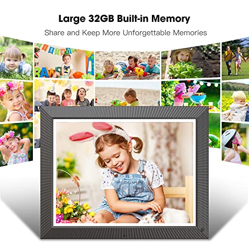 16.2-Inch Large Digital Picture Frame, Nethgrow WiFi Digital Photo Frame Touch Screen with 32GB Storage, Auto-Rotate, Motion Sensor, Share Photos and Videos via App Email, Wall Mountable