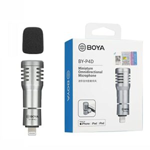 BOYA BY-P4D iPhone Microphone iOS Mini Phone Mic with Lightning Port for iPhone/iPad/iPod Foldable External Microphone with Wind Foam for YouTube,Vlogging,Live Stream,Video Record