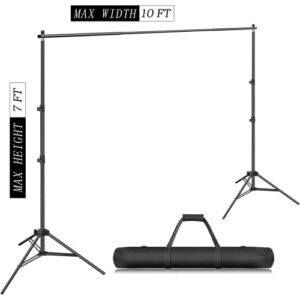 Qoolfoto Backdrop Stand 7x10 ft/2x3m, Adjustable Photography Background Stand for Party Decoration，Photo Video Studio with Clamp, Carry Bag