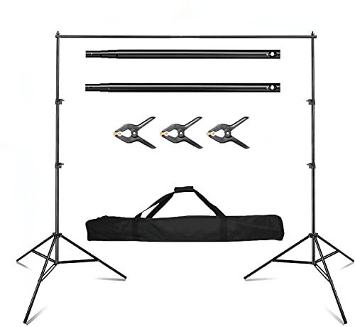 Qoolfoto Backdrop Stand 7x10 ft/2x3m, Adjustable Photography Background Stand for Party Decoration，Photo Video Studio with Clamp, Carry Bag