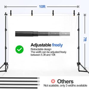 Qoolfoto Backdrop Stand 7x10 ft/2x3m, Adjustable Photography Background Stand for Party Decoration，Photo Video Studio with Clamp, Carry Bag