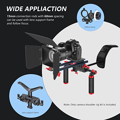 NEEWER Camera Shoulder Rig, Video Film Making System Kit for DSLR Camera and Camcorder with Shoulder Mount, 15mm Rod, Handgrip and Matte Box, Compatible with Canon Nikon Sony DSLR Cameras (Red)