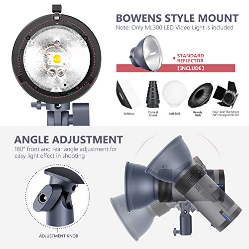 Neewer ML300 300W Outdoor Studio Flash Strobe Li-ion Battery Powered Monolight with 2.4G Wireless Trigger, 1000 Full Power Flashes, Recycle in 0.4-2.5 Sec, Bowens Mount