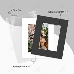 Golden State Art, Pack of 50 8x10 Black Picture Mat Mattes with White Core Bevel Cut for 5x7 Photo + Backing + Bags