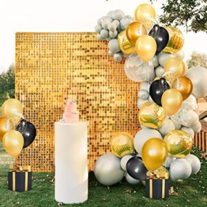 Ayfjovs 24 PCS Gold Shimmer Wall Panels Sequin Shimmer Wall Backdrop, Gold Back Drops Pack for Party Decorations Birthday Wedding & Engagement Anniversary Home Decor