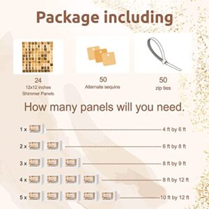 Ayfjovs 24 PCS Gold Shimmer Wall Panels Sequin Shimmer Wall Backdrop, Gold Back Drops Pack for Party Decorations Birthday Wedding & Engagement Anniversary Home Decor