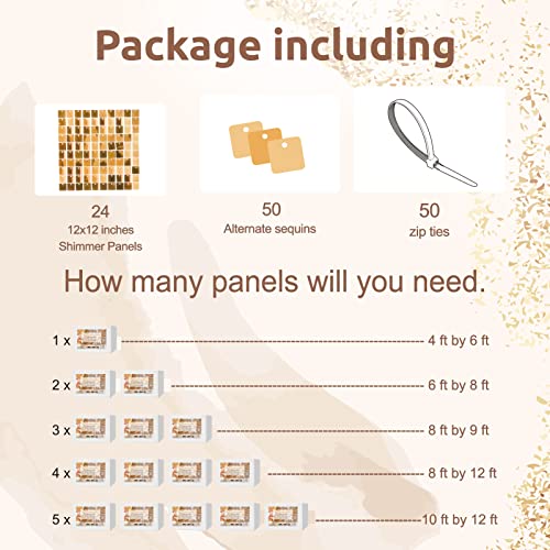 Ayfjovs 24 PCS Gold Shimmer Wall Panels Sequin Shimmer Wall Backdrop, Gold Back Drops Pack for Party Decorations Birthday Wedding & Engagement Anniversary Home Decor