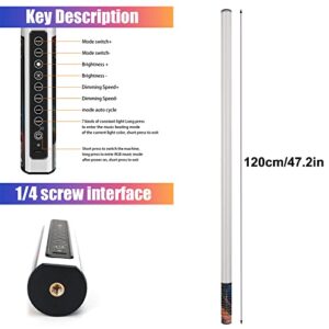 Portable LED Video Light Mood1 Photography Light Stick,Dimmable & Memory,Built-in 2000mAh Battery,120cm RGB Photo Lamp for YouTube,TikTok,Game Streaming,Party Bar (120cm)