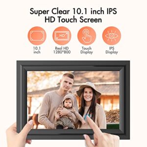 Mvgges 10.1 Inch Digital Picture Frame, Smart WiFi Digital Photo Frame, 16GB Storage, Auto-Rotate, IPS Touch Screen, Wall-mountable, Share Photos and Videos Instantly via Free App from Anywhere