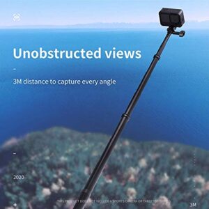 TELESIN Ultra Long Selfie Stick Pole- 3M/118 Inch Carbon Fiber Lightweight Waterproof Extendable Handheld Monopod for GoPro Max Hero 11 10 9 8 7 6 5 Insta360 X2 X3 DJI Action 2 3 AKASO 360 Camera