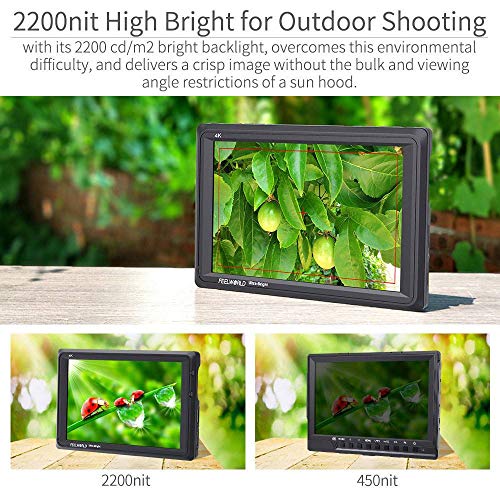 FEELWORLD FW279 7 Inch 2200nit Ultra Bright DSLR Camera Field Monitor High Brightness Sunlight Viewable Full HD 1920x1200 4K HDMI Input Output